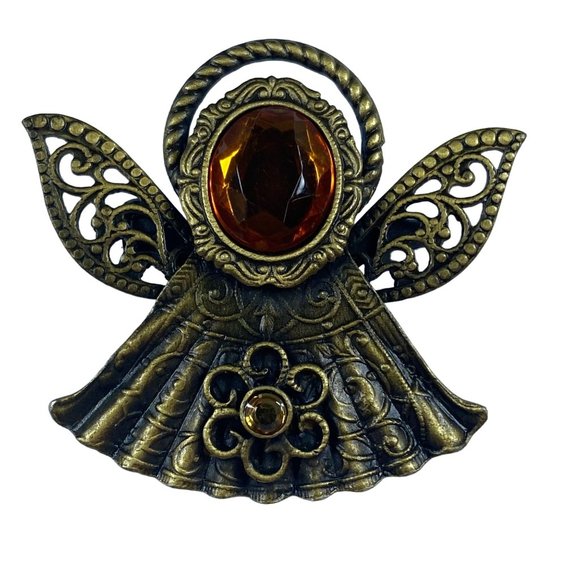 KC | Jewelry | Angel Brooch Pin Kc Dark Gold Tone Dark Yellow Shade Of ...